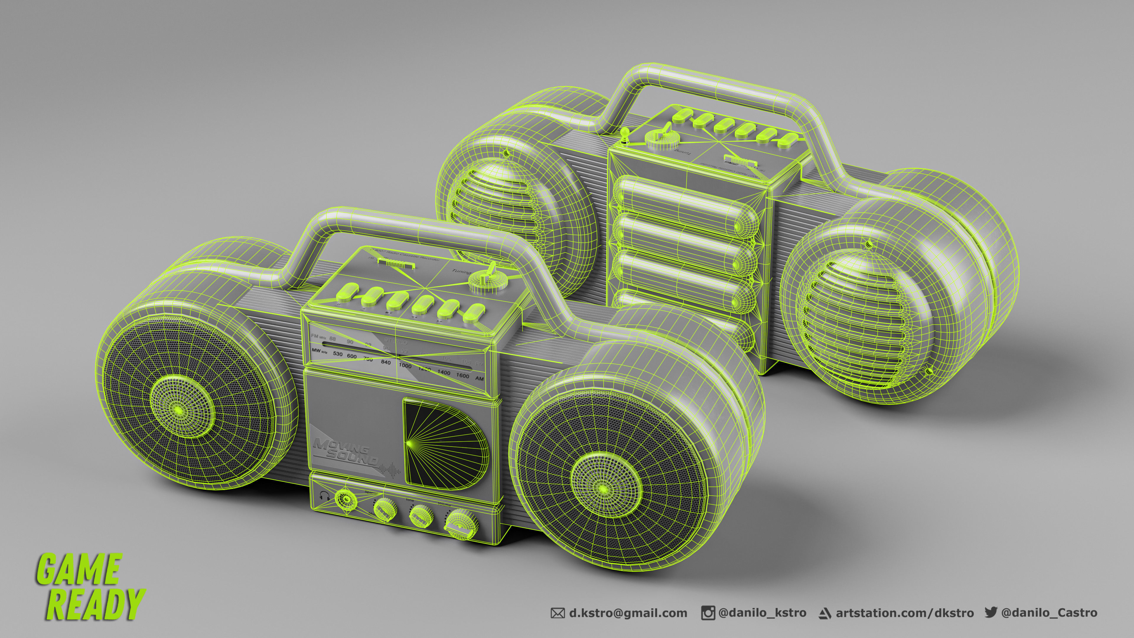 3D model Radio Cassette Recorder - Lowpoly - 4k Textures VR / AR / low ...