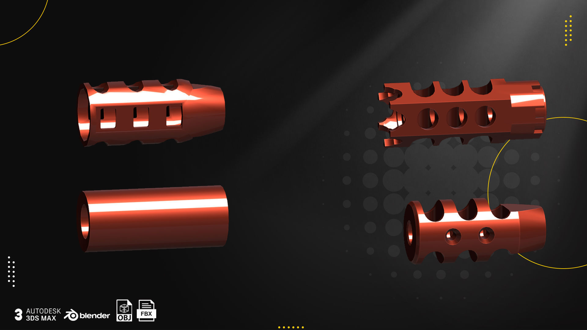 3D model 23 Muzzle Brake Vol1 VR / AR / low-poly | CGTrader