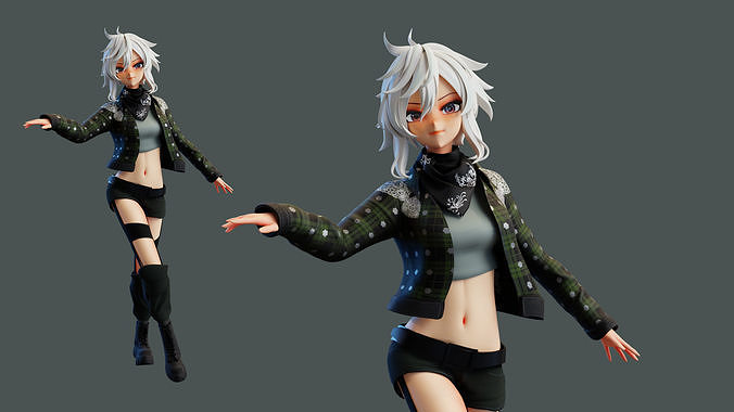 3D model Anime girl VR / AR / low-poly | CGTrader