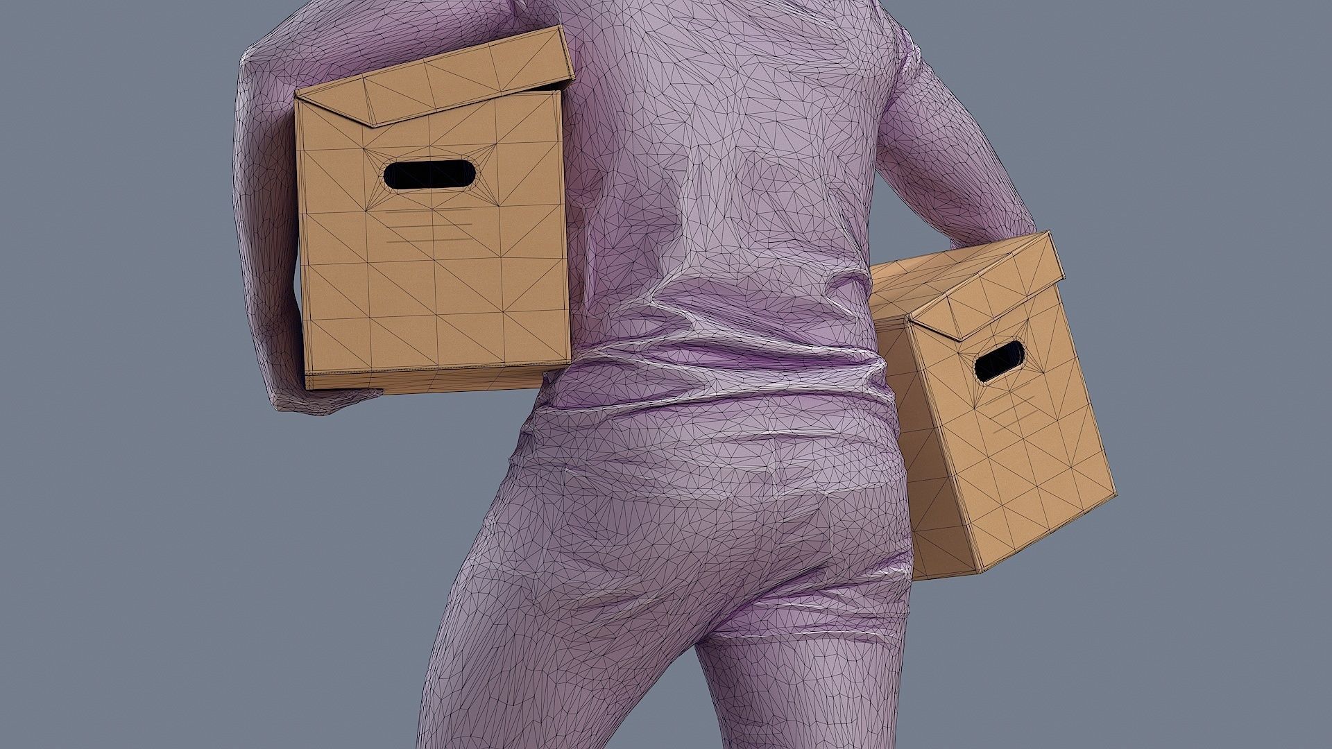 Moving Day Young Man with Cardboard Boxes 3D model | CGTrader