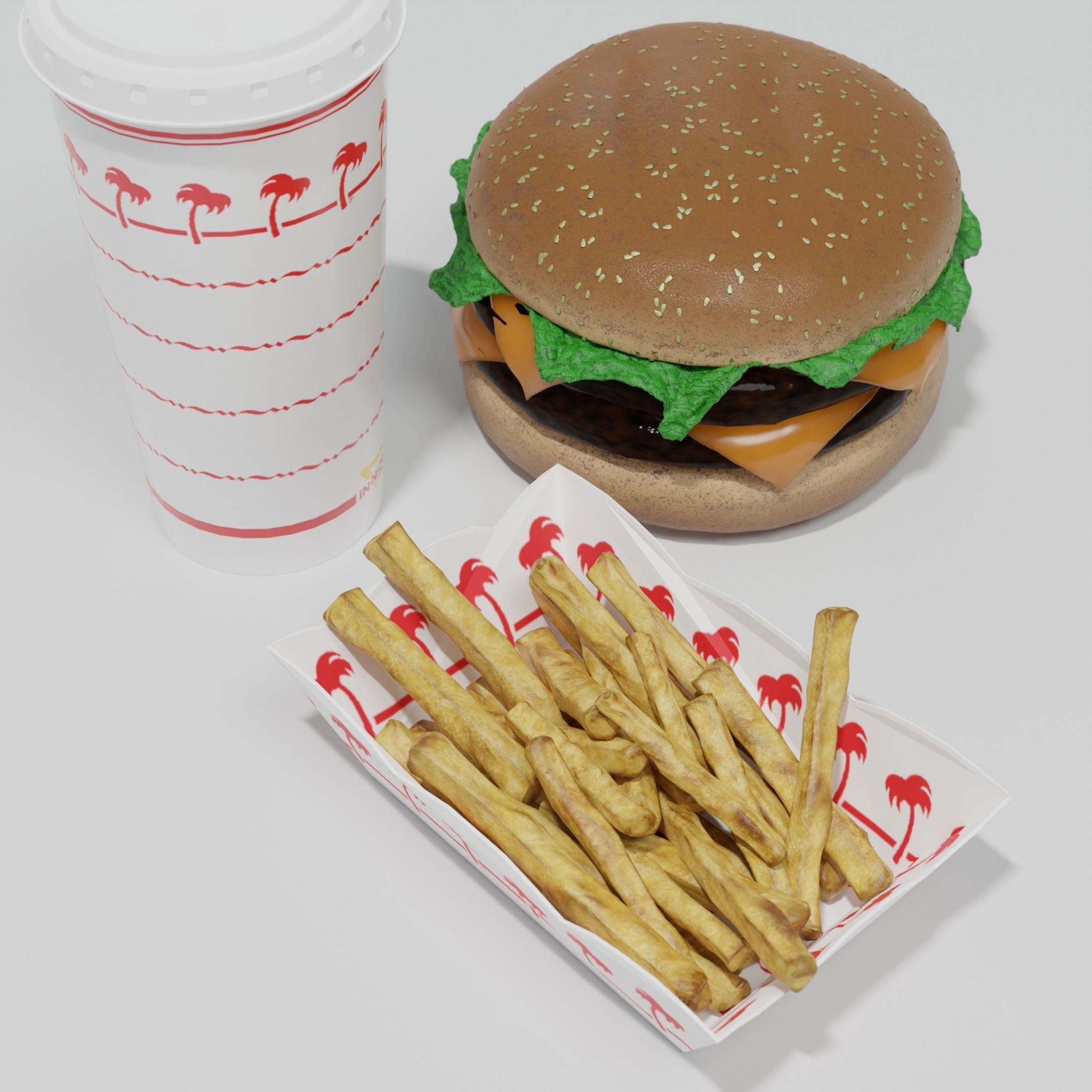 In-n-Out burger and fries 3D model | CGTrader