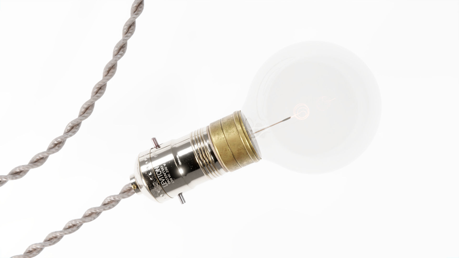 Old Nickeled Brass light bulb socket light bulb and power plug 3D model ...