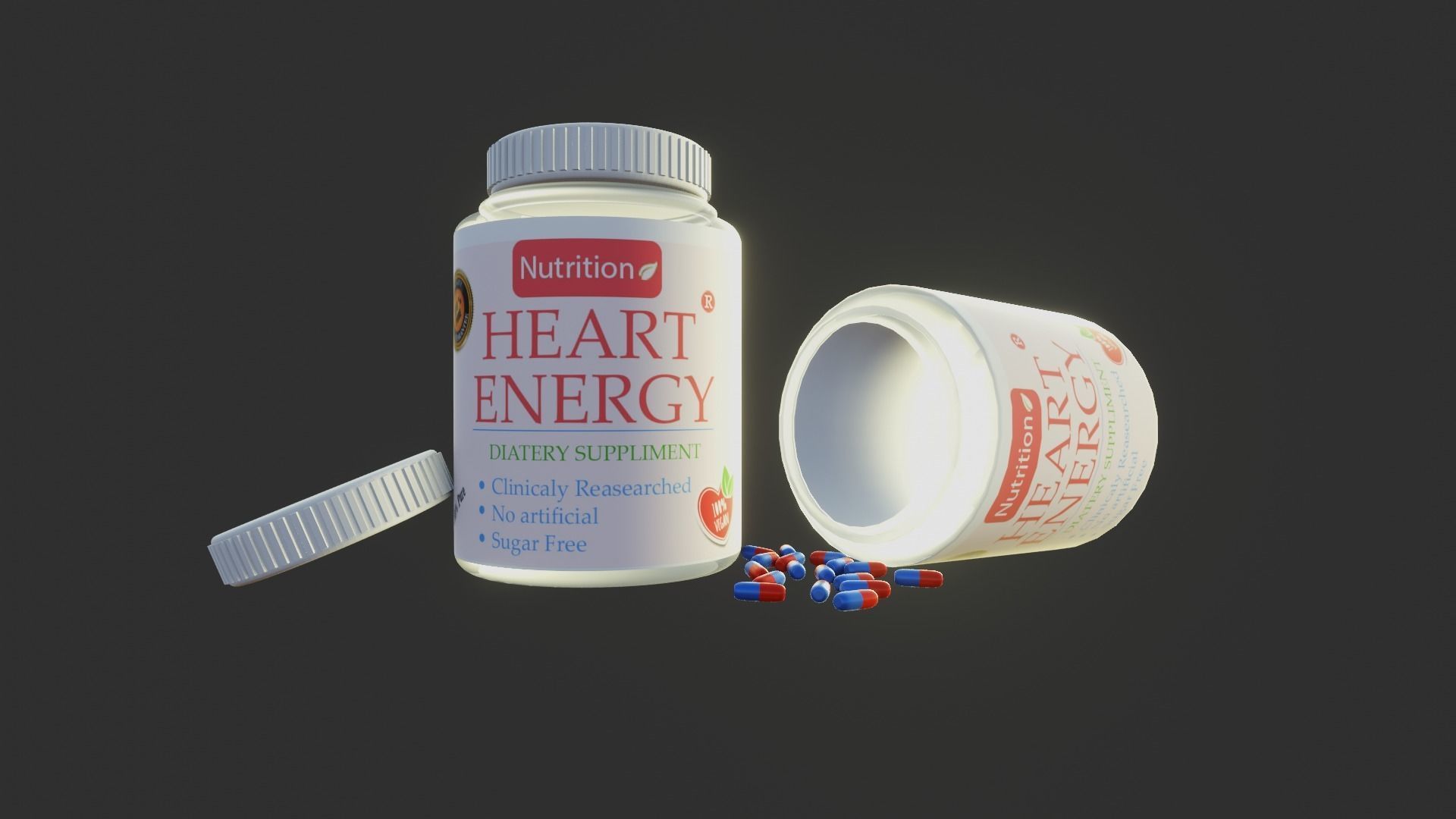3D cosmetic supplement bottle and label design 3D model | CGTrader