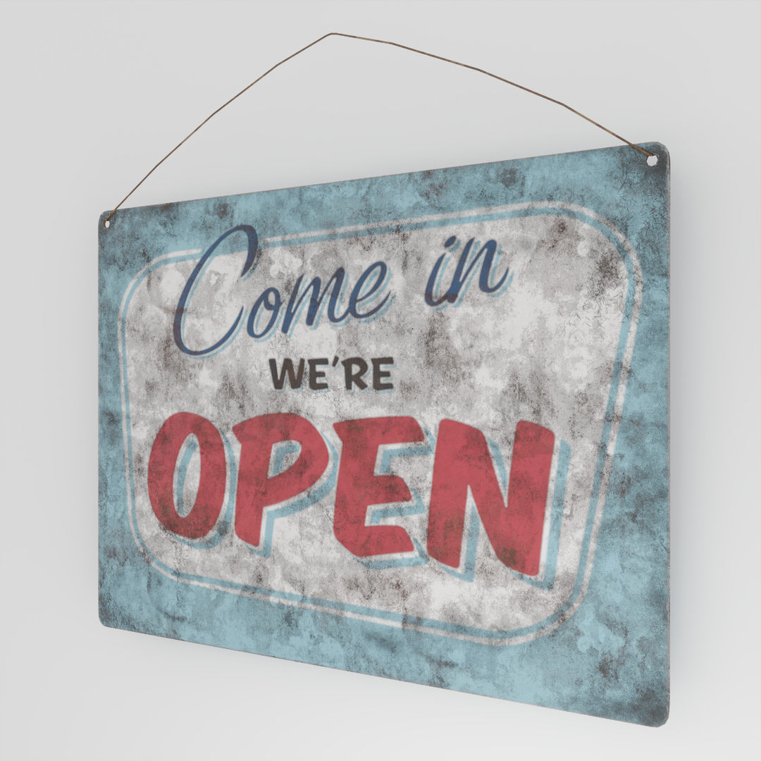Vintage open sign 3D model | CGTrader