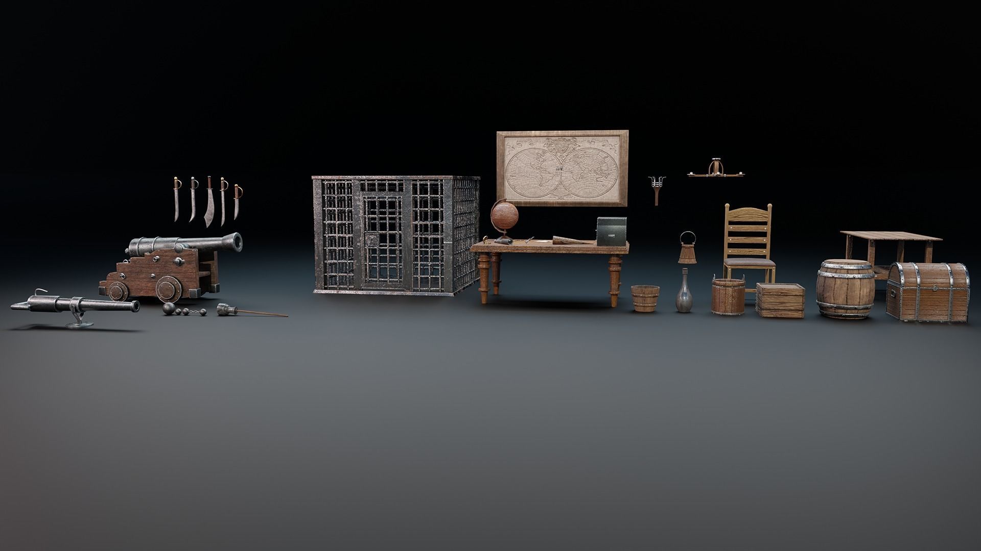 3D model 28 Medieval Pirate Theme Props - Vol 1 VR / AR / low-poly ...