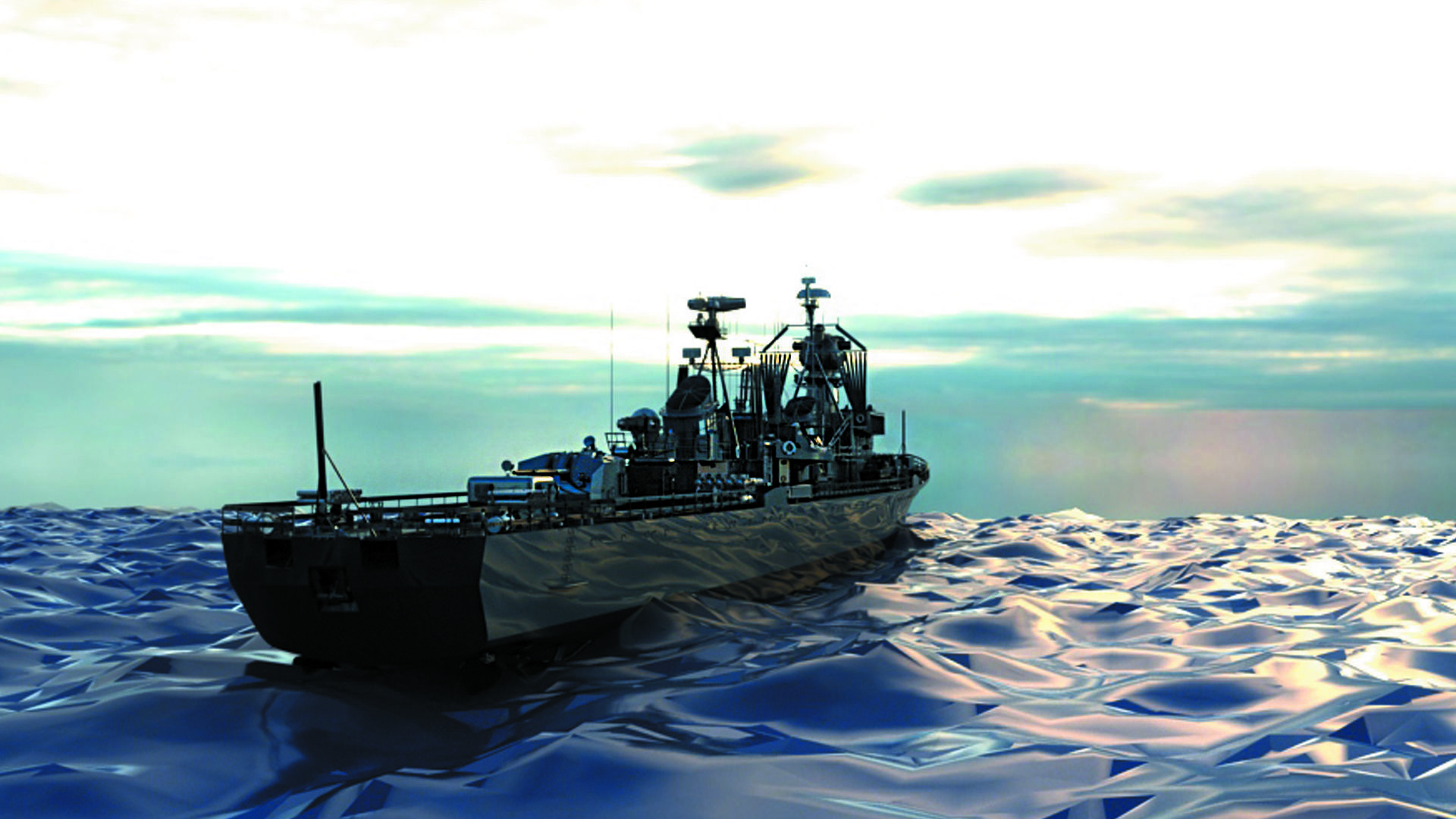 Destroyer Warship on the Sea 3D model | CGTrader