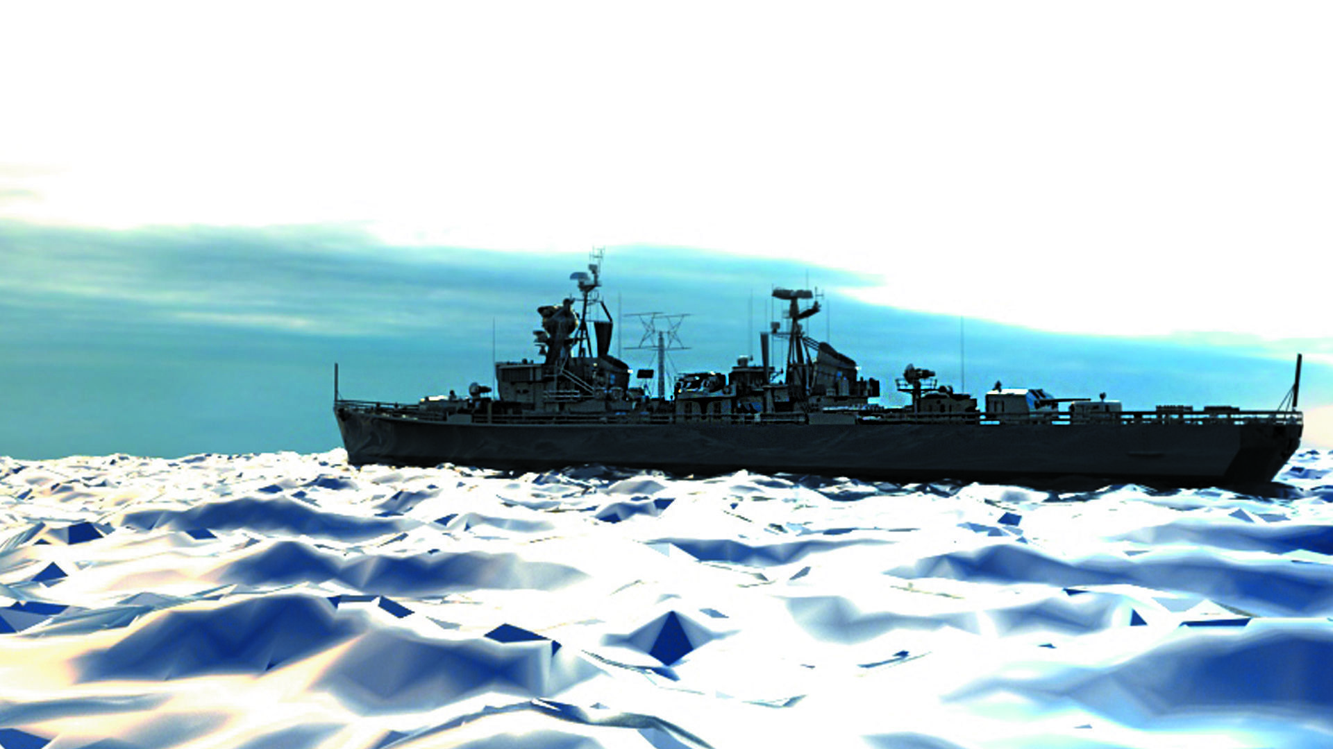 Destroyer Warship on the Sea 3D model | CGTrader