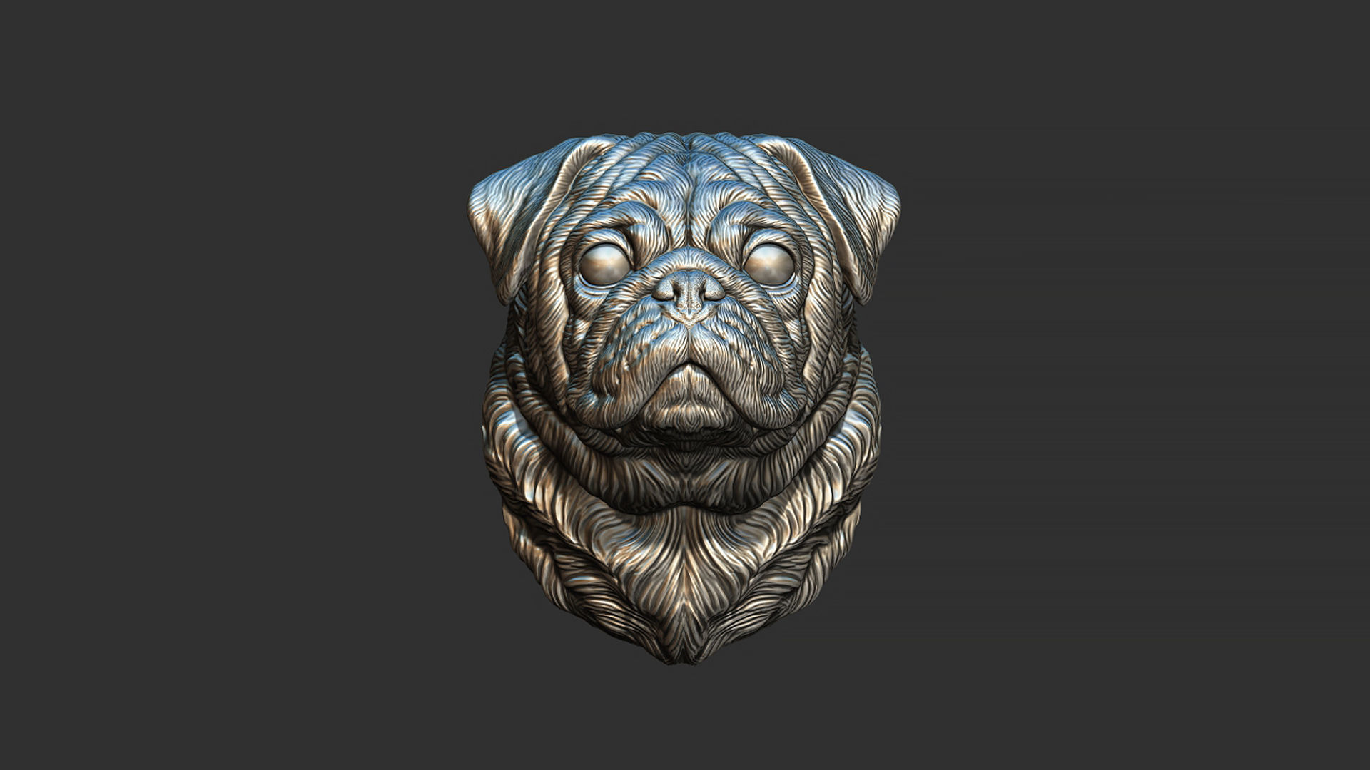 Pug dog head 3D model 3D printable | CGTrader