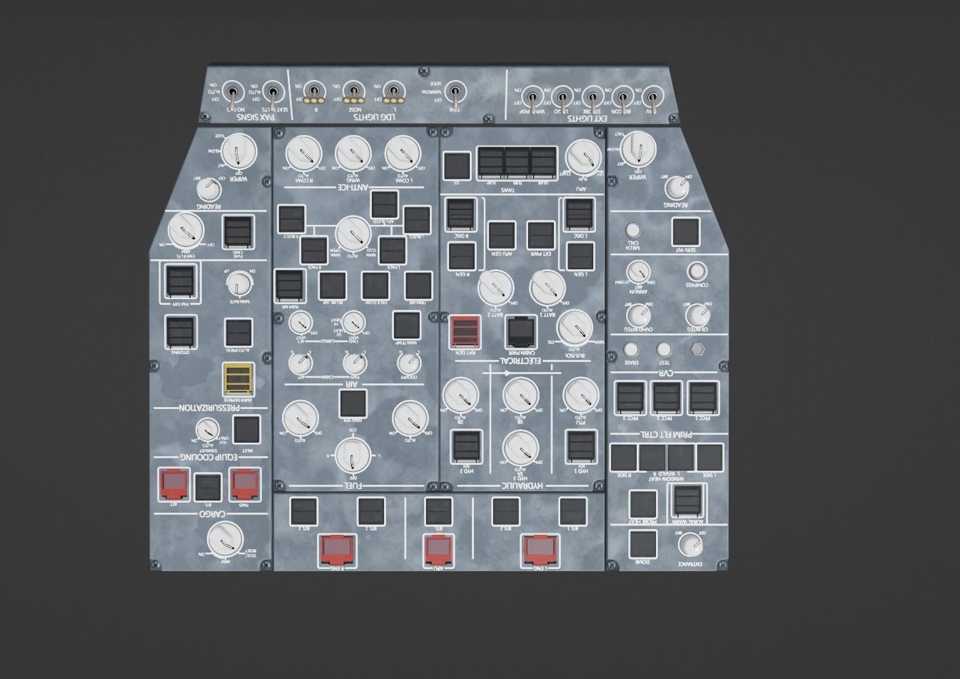 3D model Airbus A220 Cockpit Overhead Animated VR / AR / low-poly ...