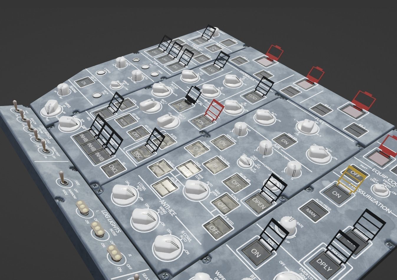 3D model Airbus A220 Cockpit Overhead Animated VR / AR / low-poly ...