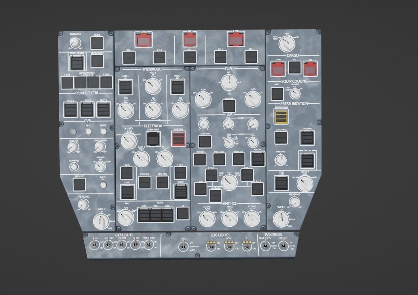 3D model Airbus A220 Cockpit Overhead Animated VR / AR / low-poly ...
