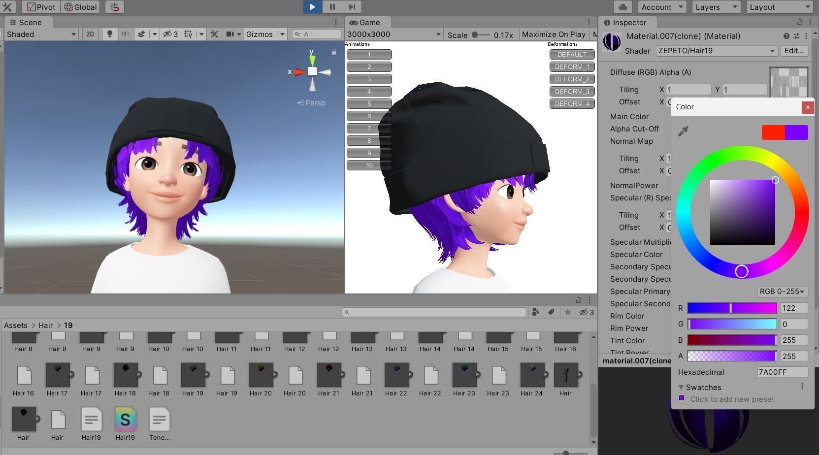 3D model Hair with Hat 3D Model Zepeto Unity Prefab FBX 019 VR / AR ...