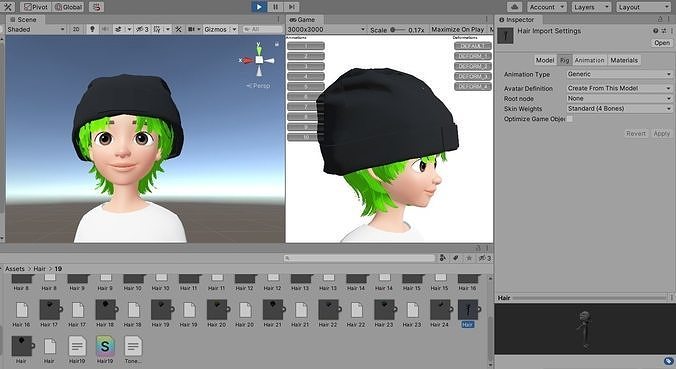 3D model Hair with Hat 3D Model Zepeto Unity Prefab FBX 019 VR / AR ...