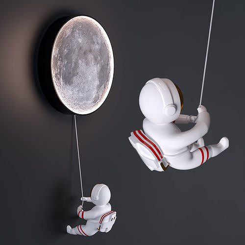 Astronaut And Moon Light Fixture 3D model | CGTrader