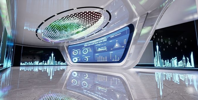3D model Science and technology exhibition hall VR / AR / low-poly ...