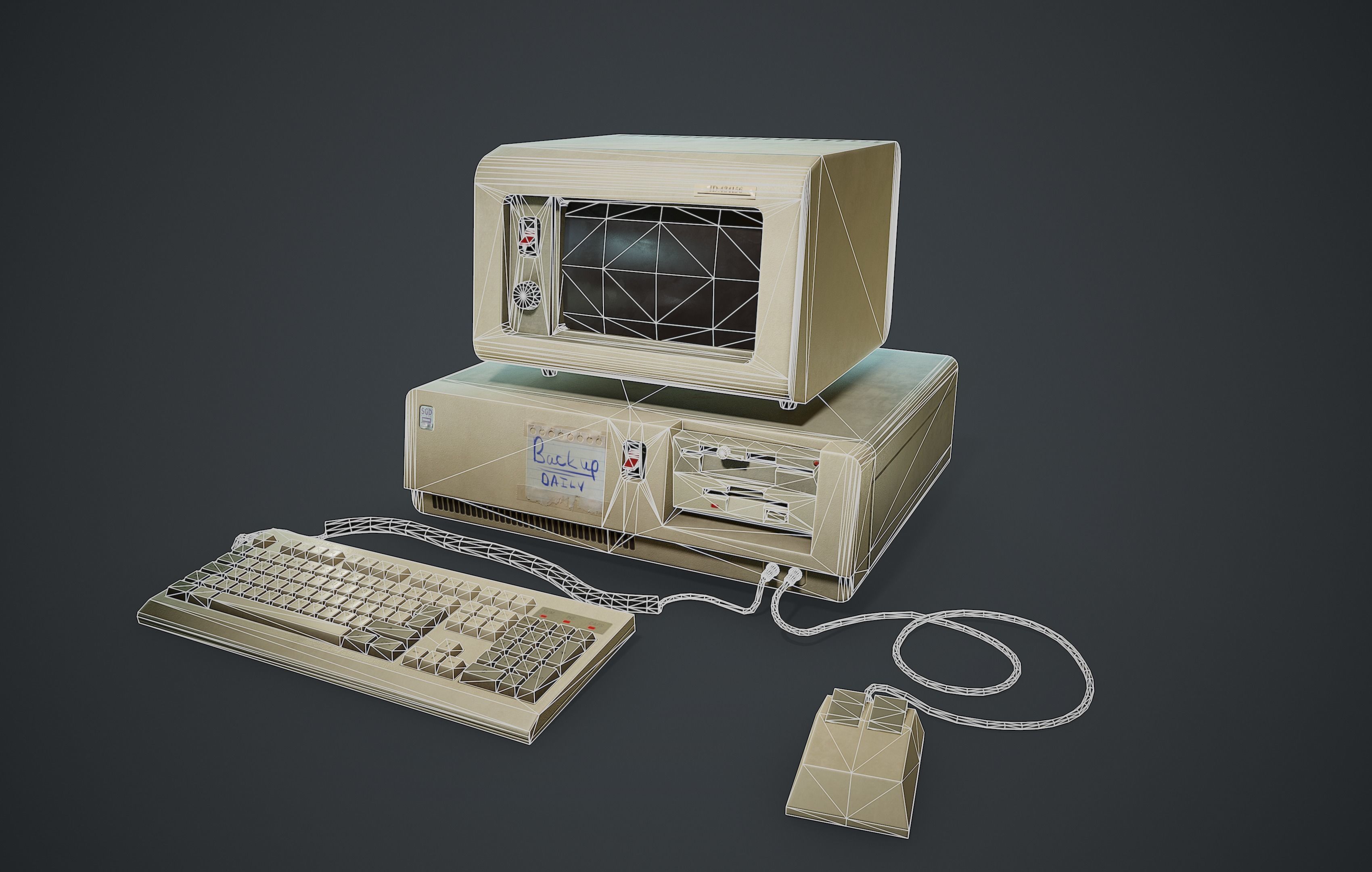 3D model 80s 90s retro desktop PC game-ready PBR 3D model VR / AR / low ...