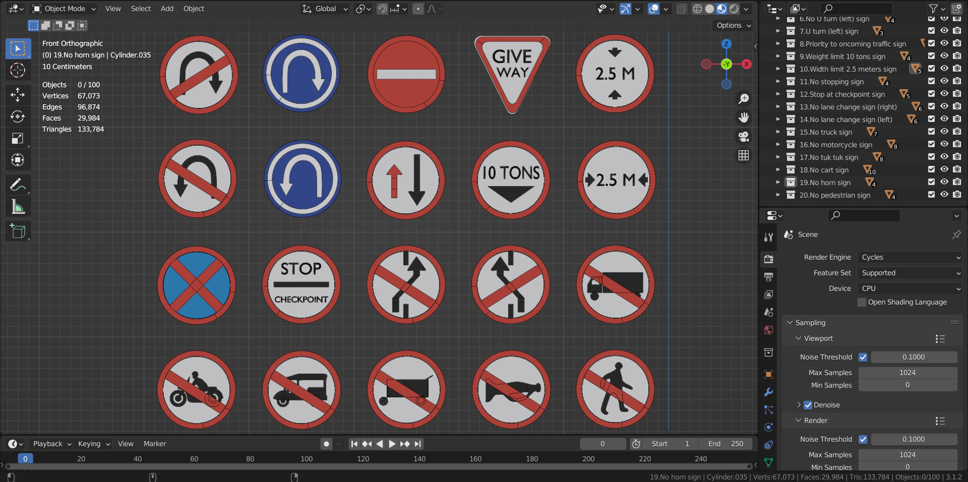 3D model Road sign or Traffic sign 3D icon flat design collection no 2 ...