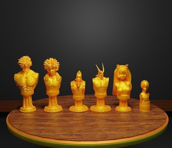 Anime Figure Chess Set Anime Character Chess Pieces 3D model 3D ...