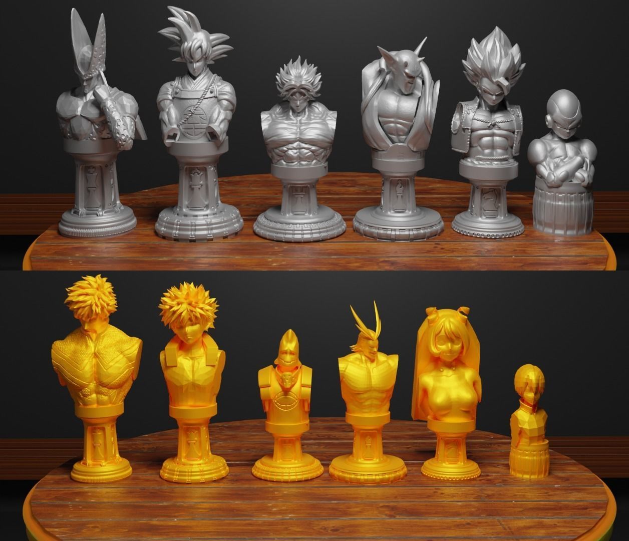 Anime Figure Chess Set Anime Character Chess Pieces 3D model 3D ...