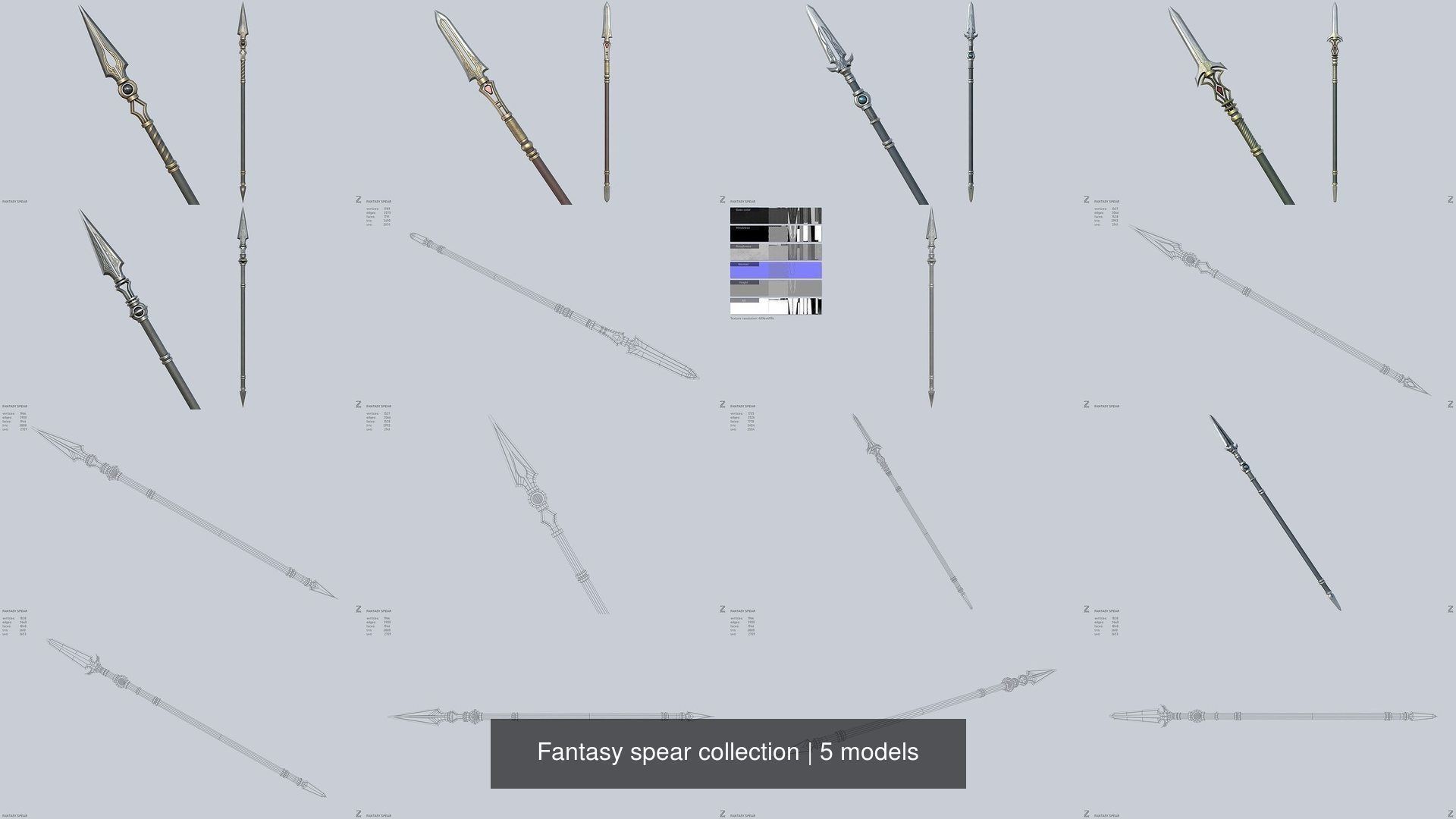 Fantasy spear collection VR / AR / low-poly | CGTrader