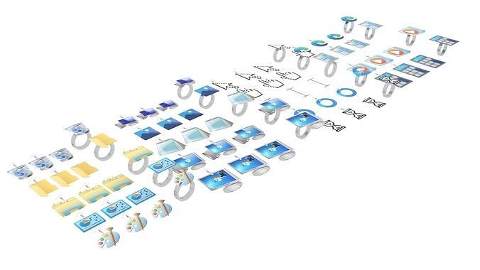 Desktop Icons Jewelleries Set 3D model 3D printable | CGTrader