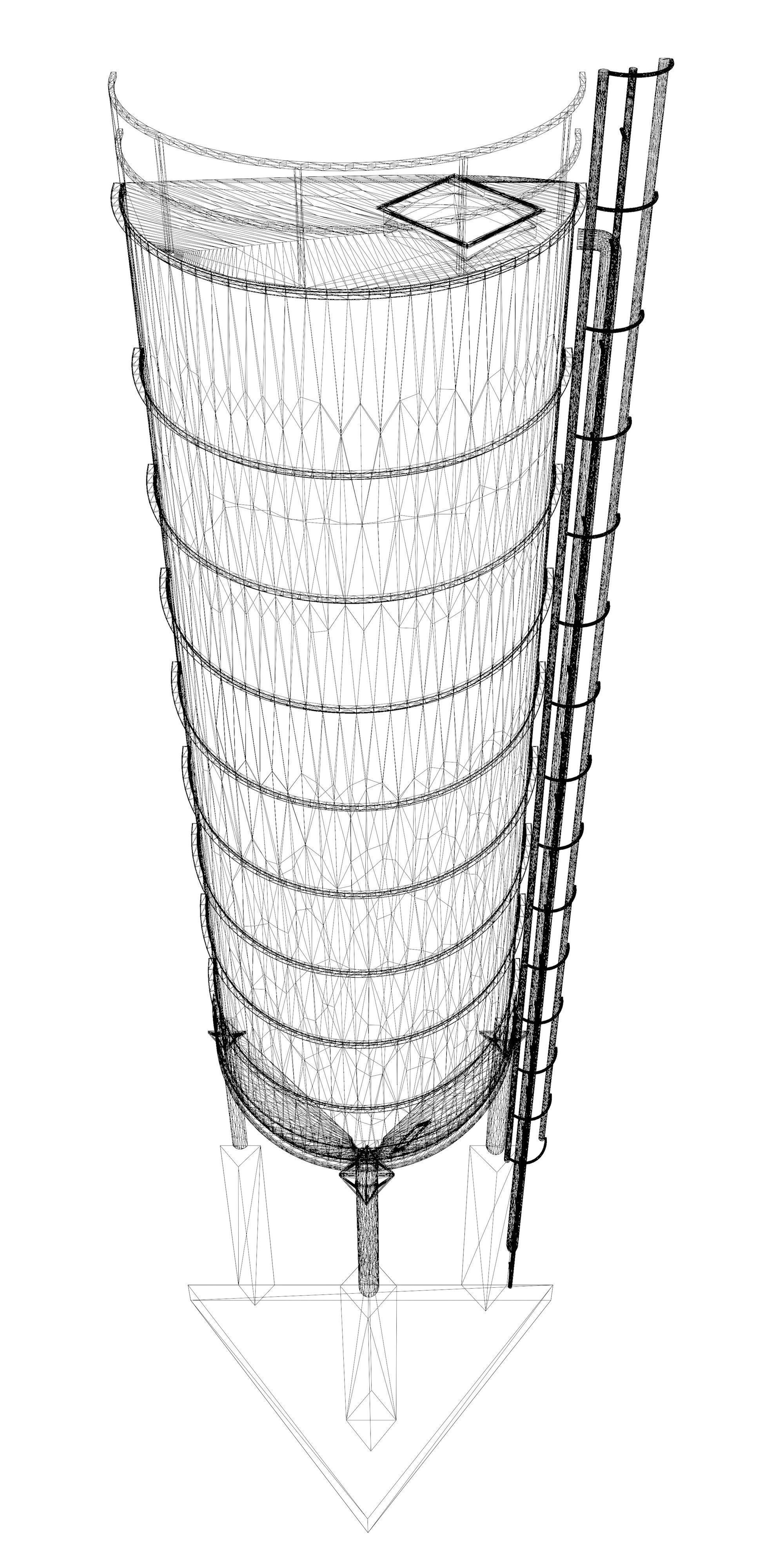 Silo in draft section cut 3D model | CGTrader