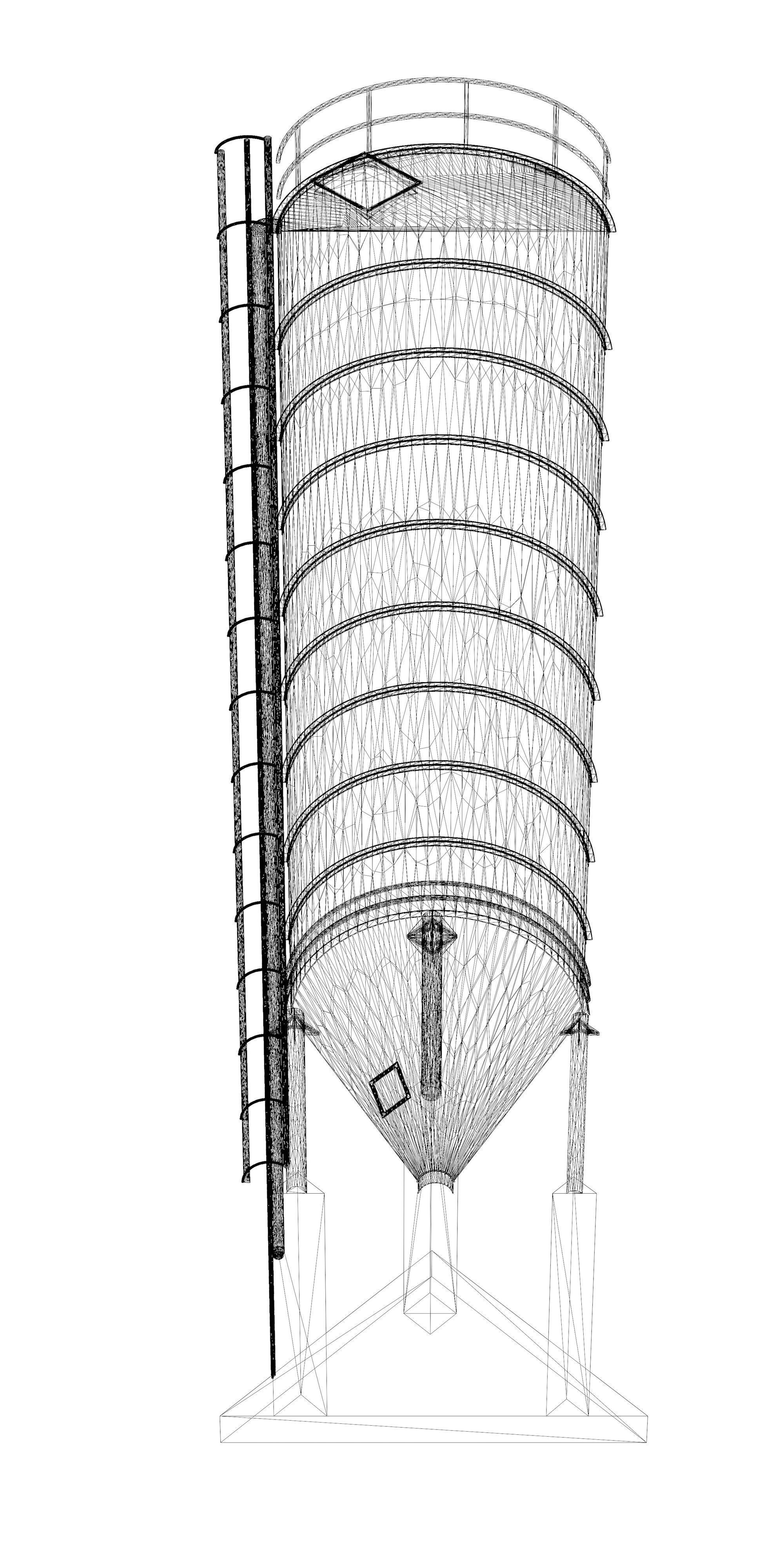 Silo in draft section cut 3D model | CGTrader