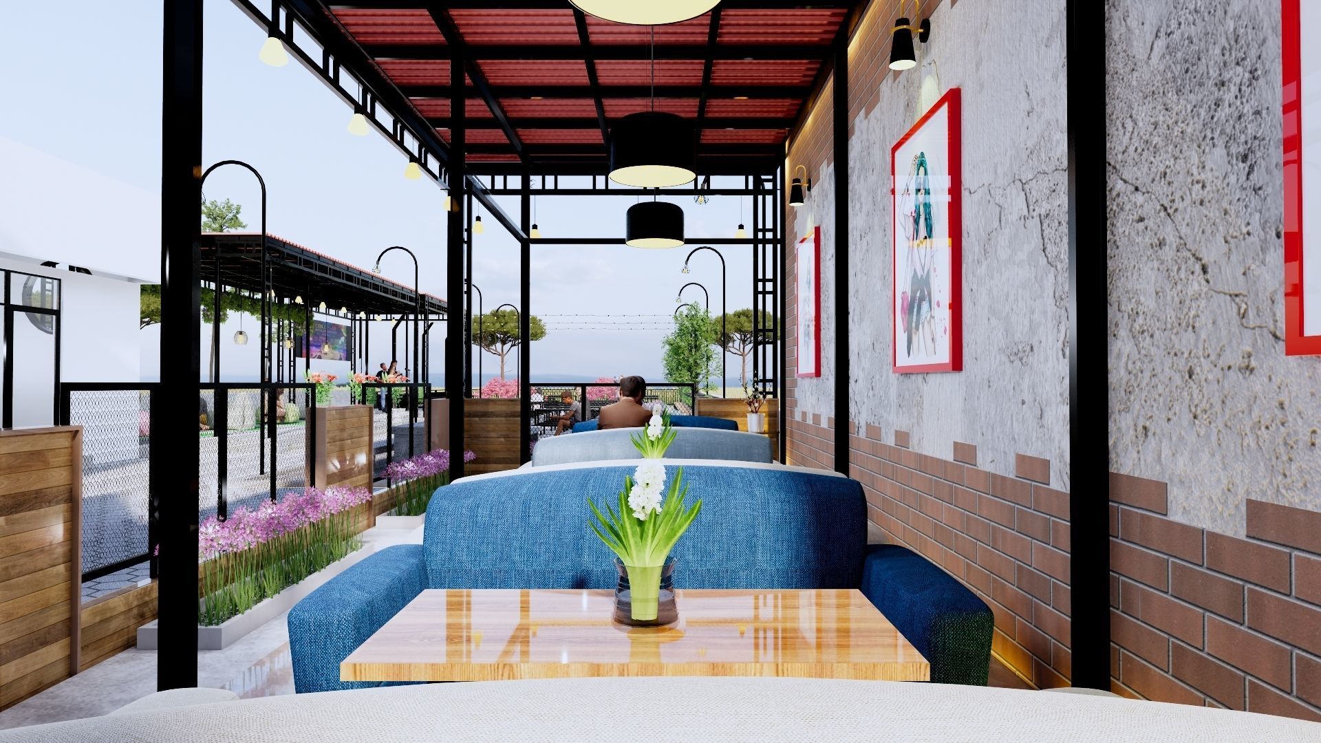 3D model Coffee Shop Design Full Interior Modern Natural VR / AR / low ...