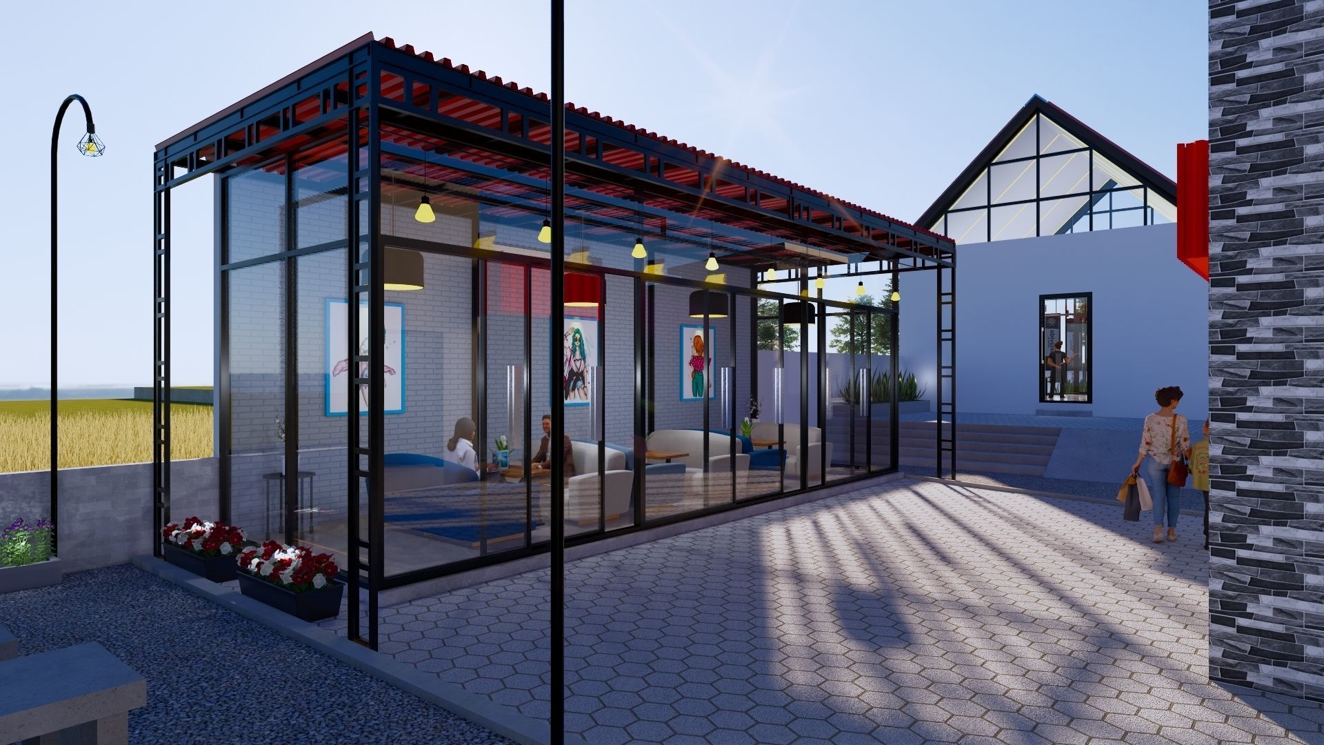 3D model Coffee Shop Design Full Interior Modern Natural VR / AR / low ...