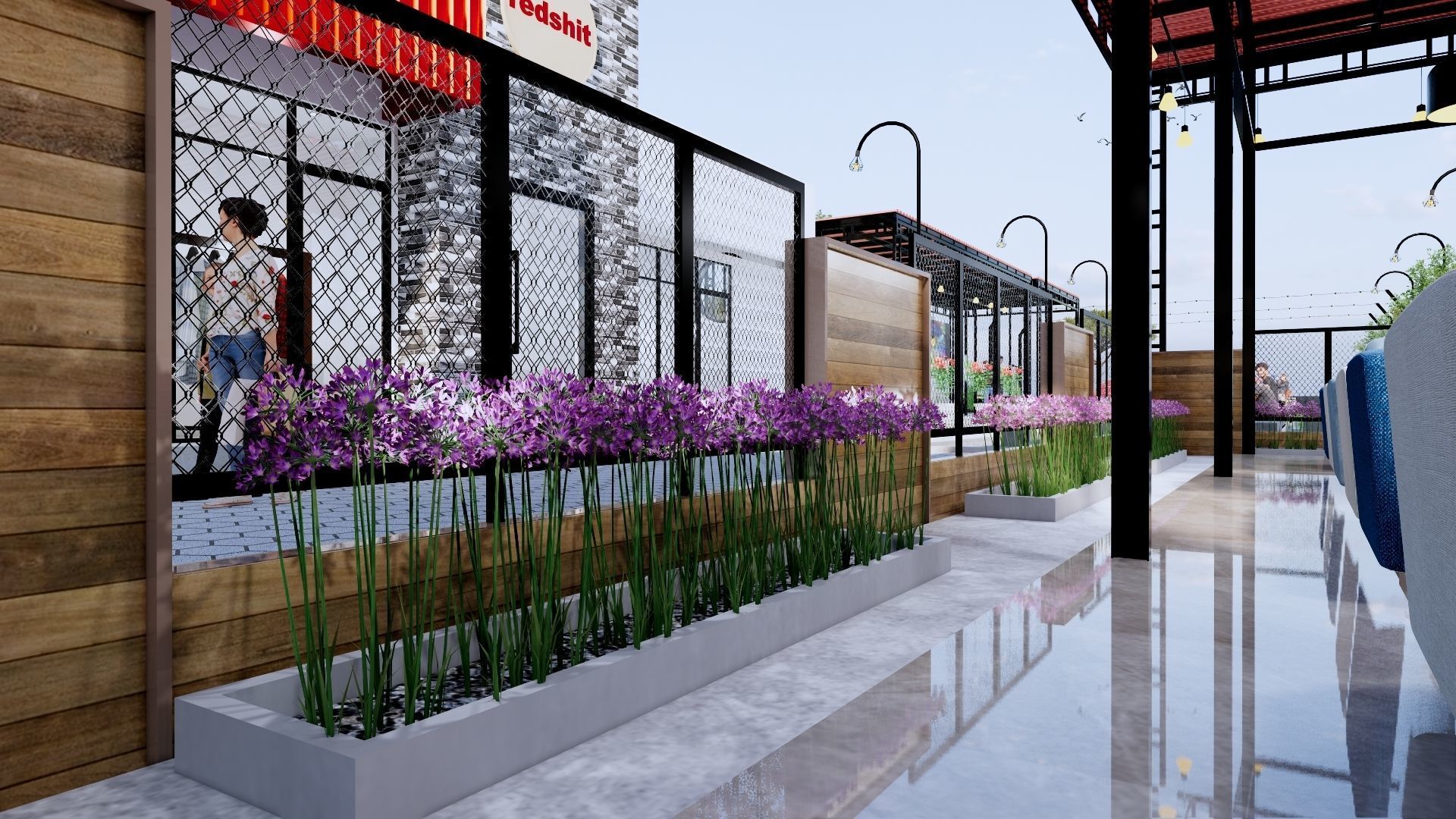 3D model Coffee Shop Design Full Interior Modern Natural VR / AR / low ...