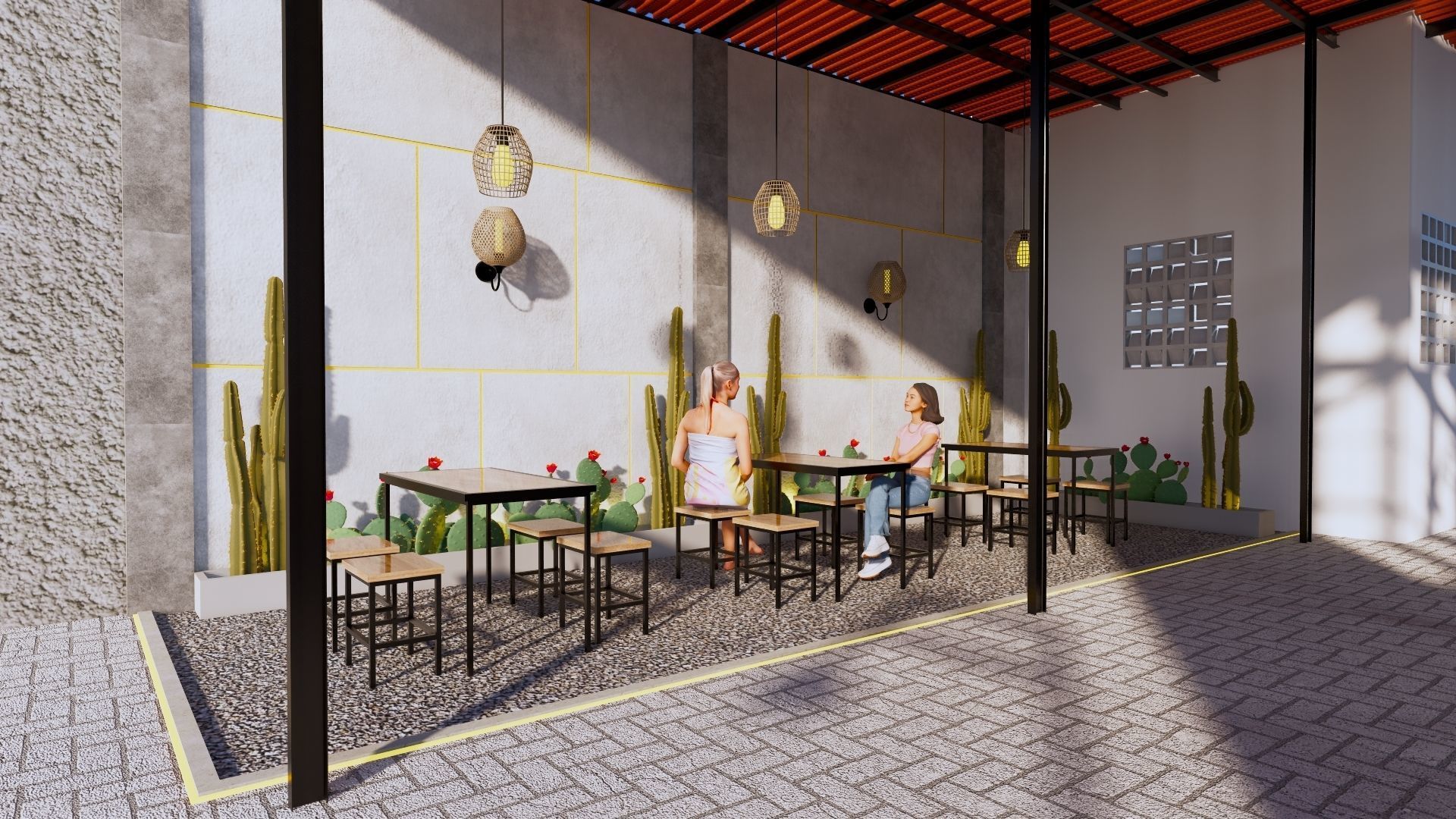 3D model Coffee Shop Design Full Interior Modern Natural VR / AR / low ...