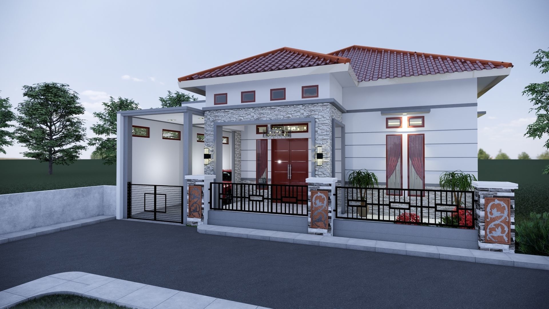 3D model 1 floor House Design Minimalis Full Interior VR / AR / low ...