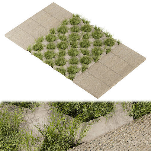 Collection plant vol 499 - concrete - tileable - grass 3D model | CGTrader