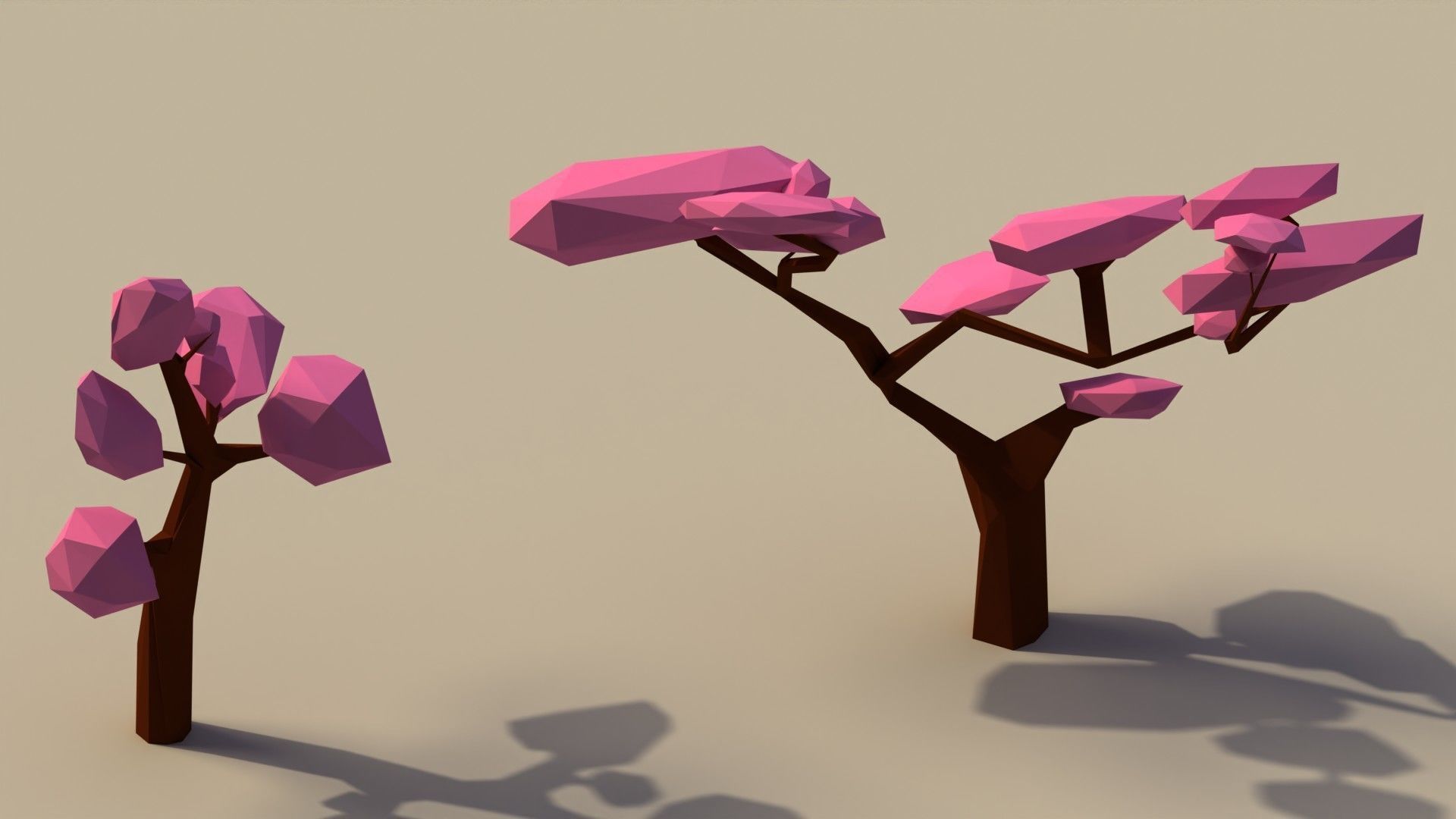 3D model Low Poly Cherry Trees VR / AR / low-poly | CGTrader