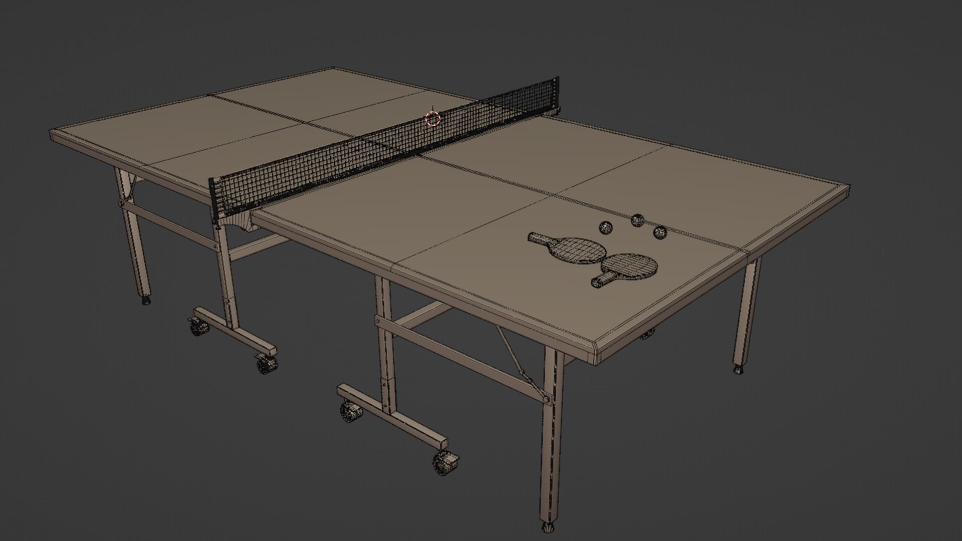 3D model Black Tennis Table Ping Pong rackets and ball VR / AR / low ...