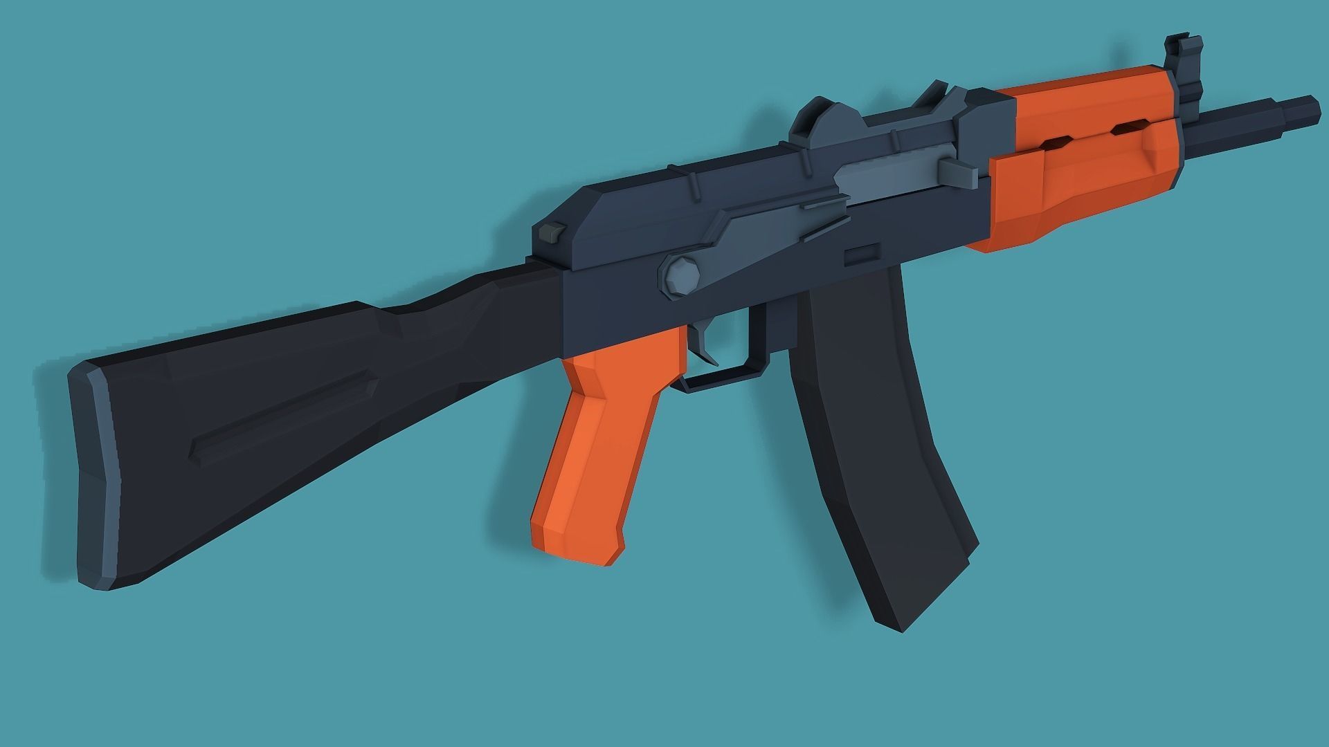 3D model Stylized Modular AKS-74U Rifle Low Poly Mobile Ready VR / AR ...