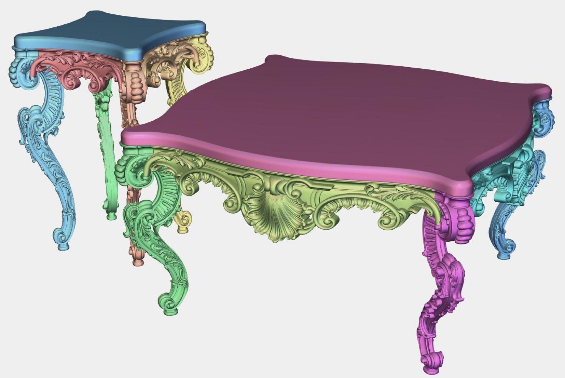 Carved tea table for CNC 04 3D model | CGTrader