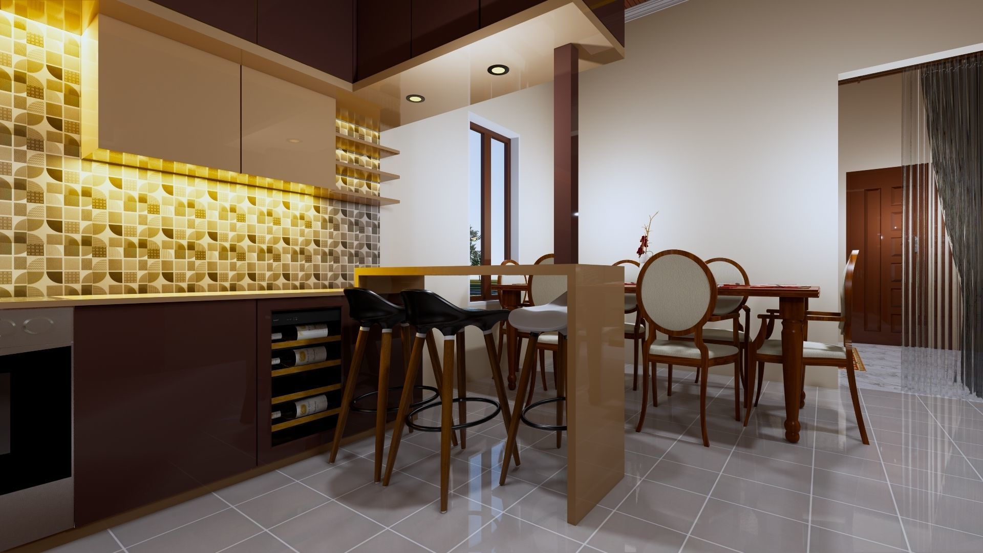 3D model 1 floor House Modern Design full interior ready enscape render ...