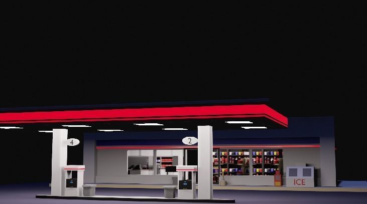 3D model Low-Poly Gas Station model VR / AR / low-poly | CGTrader