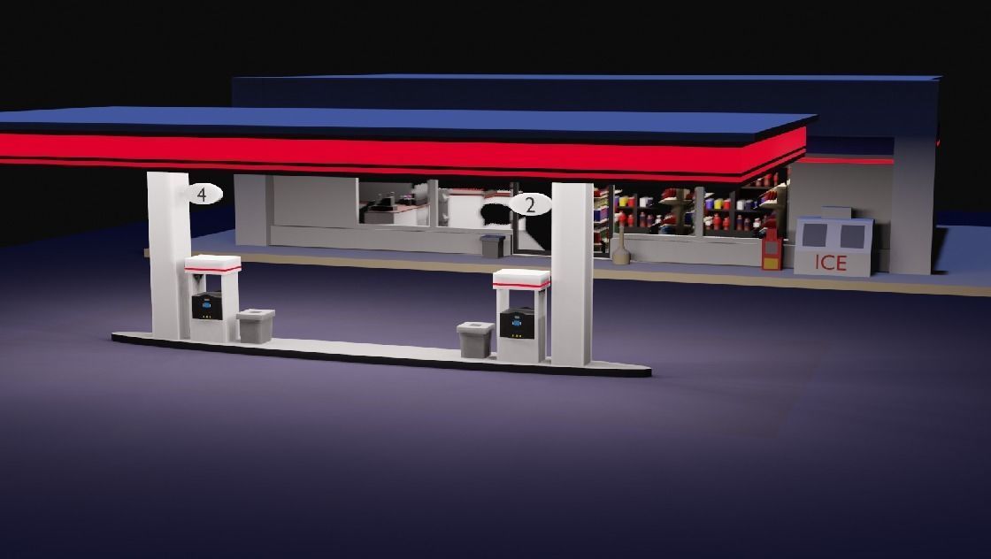 3D model Low-Poly Gas Station model VR / AR / low-poly | CGTrader