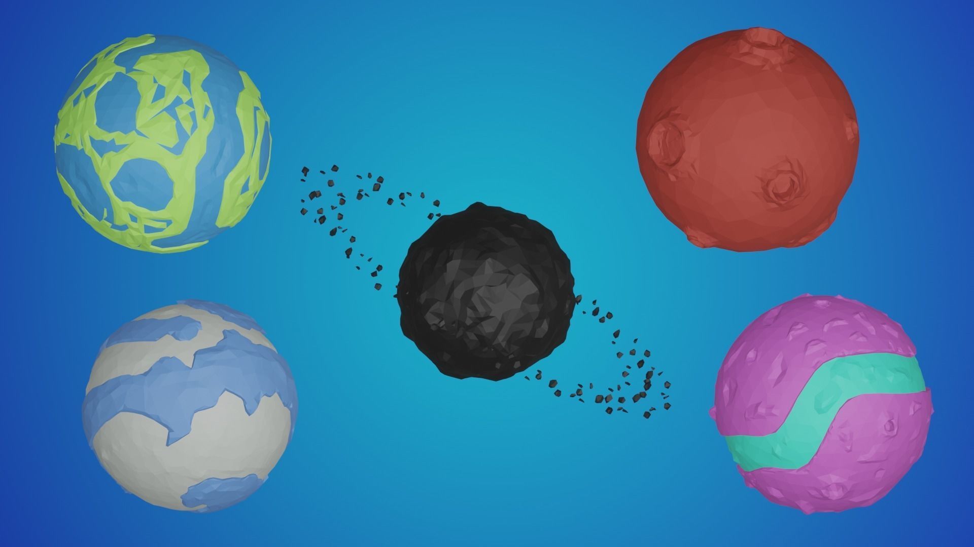 3D model LowPoly Planets Pack VR / AR / low-poly | CGTrader