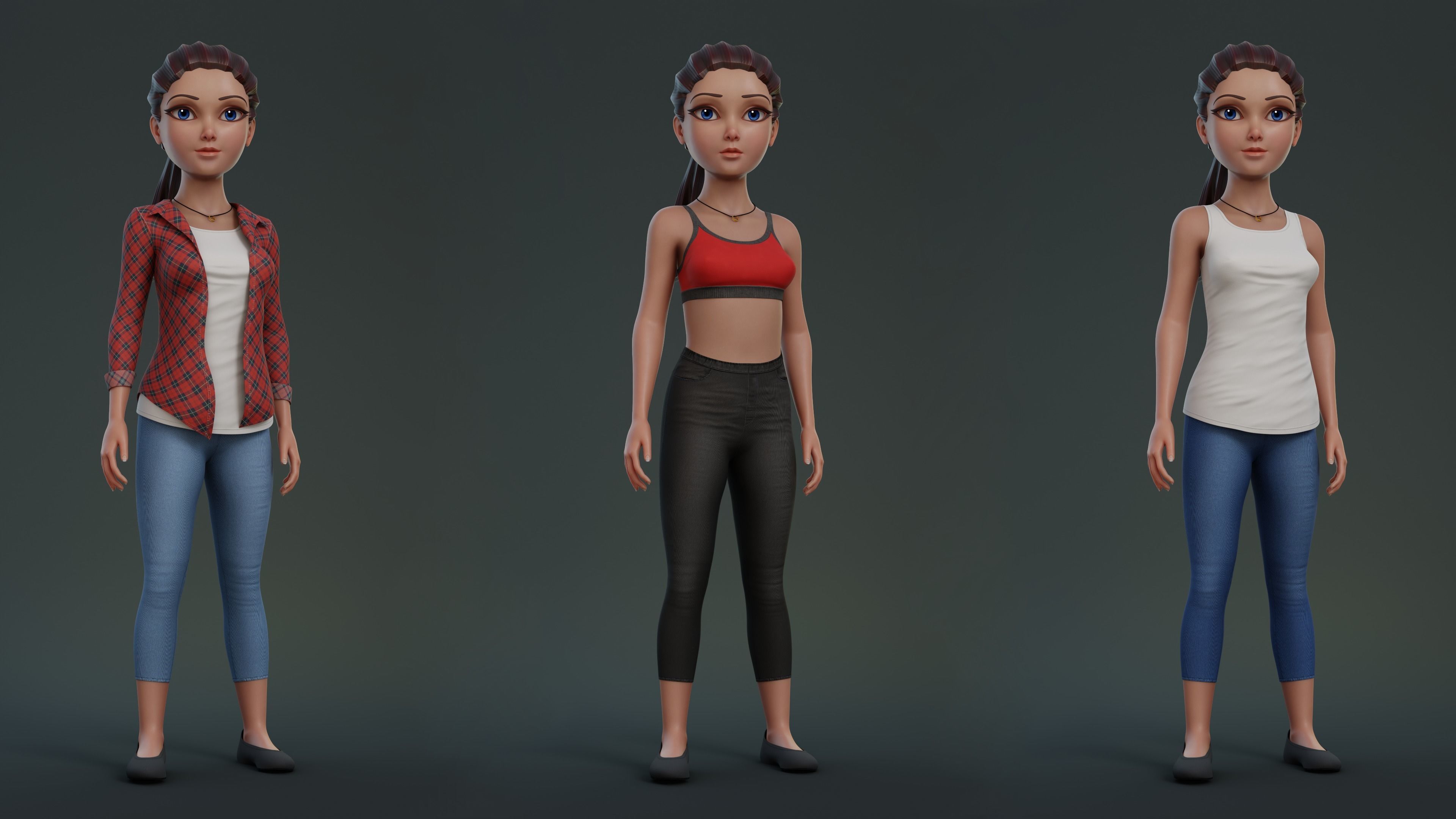 Stylized Pony Girl 3D model rigged | CGTrader