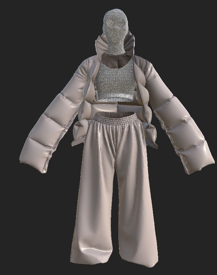 3D model puffy jacket Cloth Garment nilon Fashion 3D model 3D model VR ...