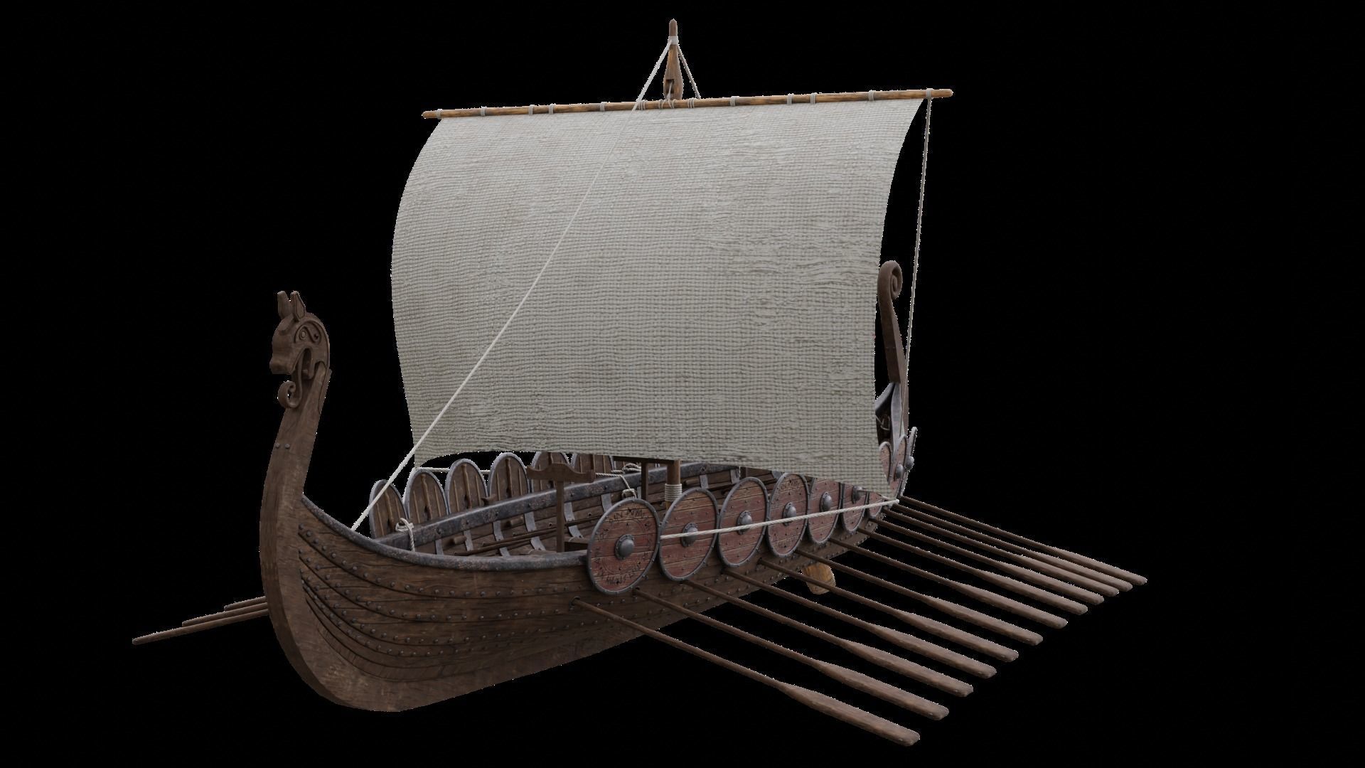 3D model Viking realistic longship- Karvi- boat game-ready VR / AR ...