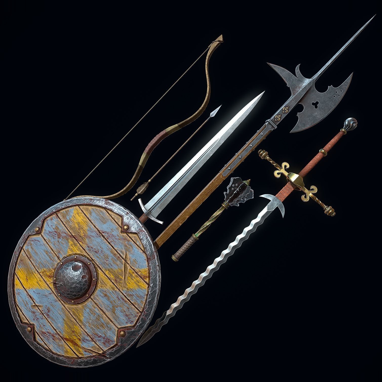Collection of Medieval Melee Weapons VR / AR / low-poly | CGTrader