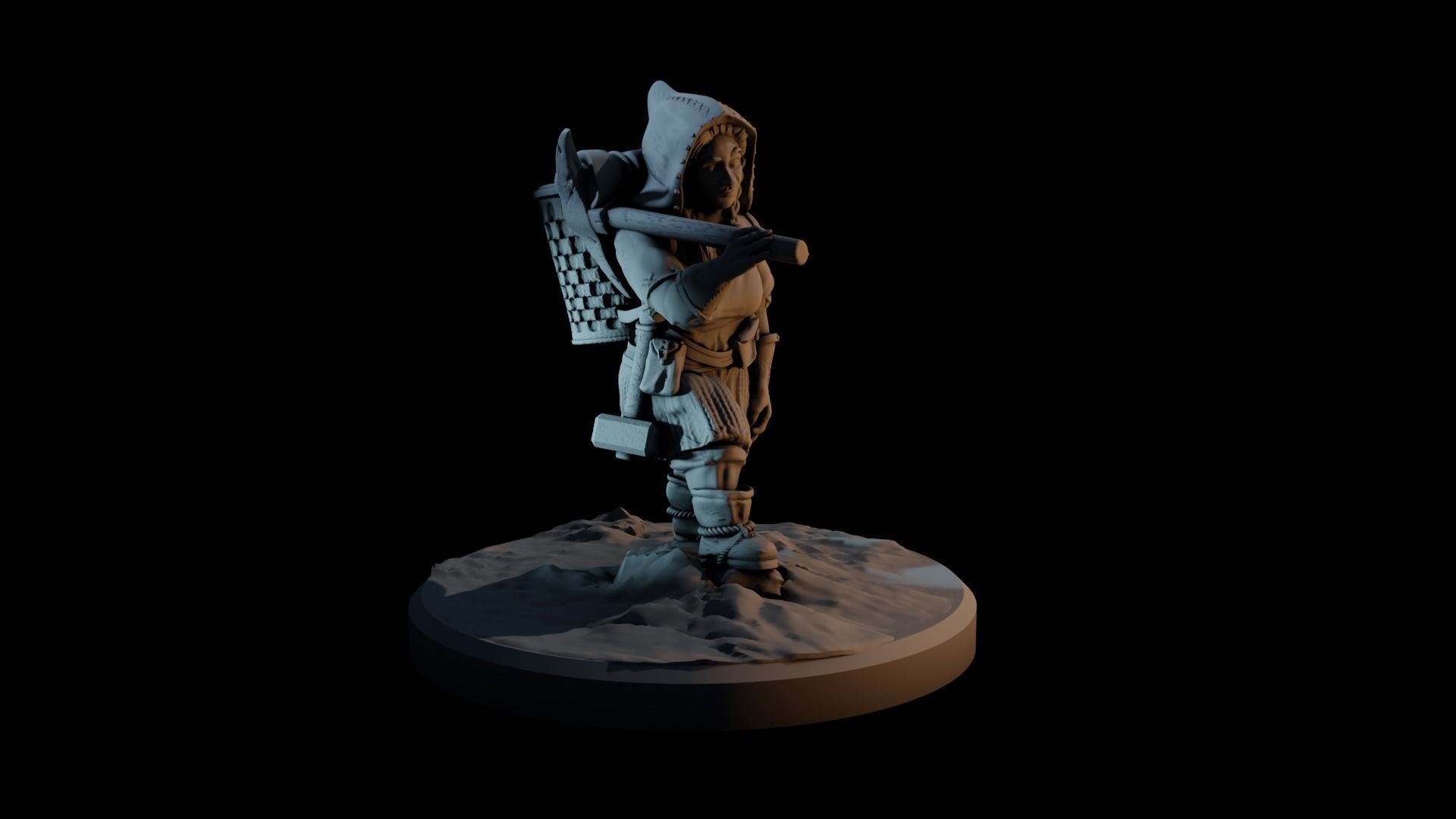 Dwarven female prospector miniature printable 3D model 3D printable ...