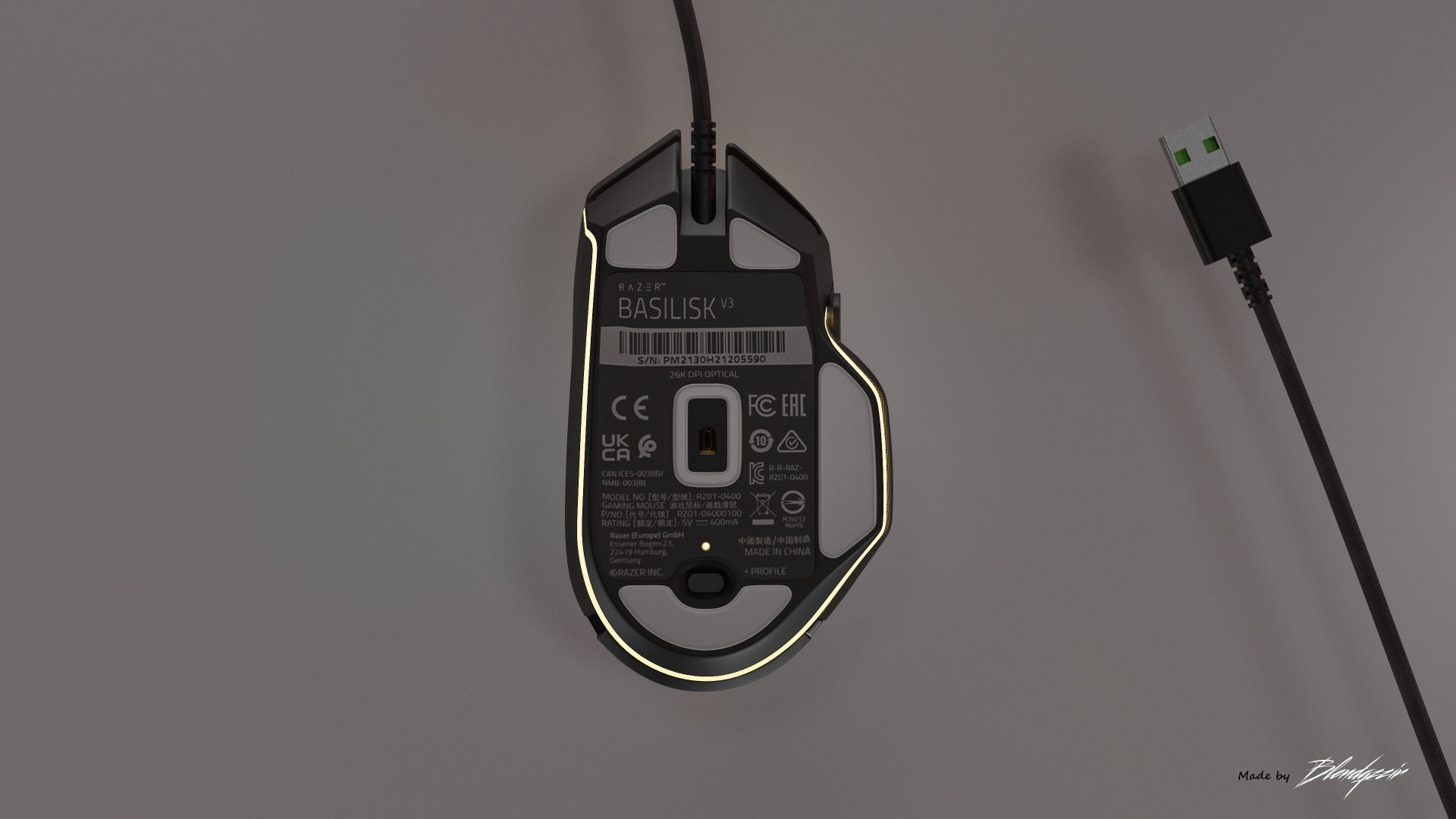 RAZER BASILISK V3 WIRED 3D model | CGTrader