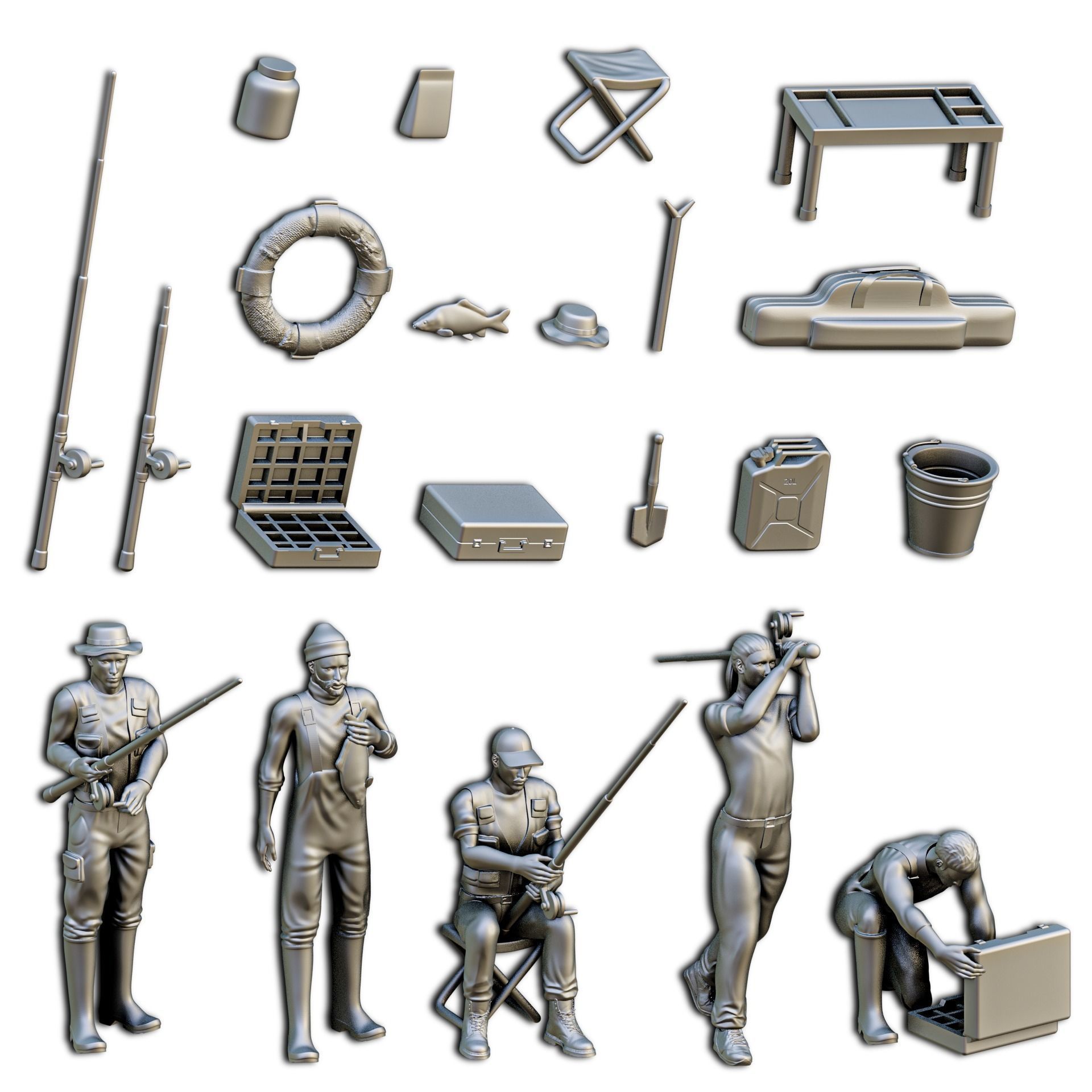 Fishing Diorama Pack 3D model 3D printable | CGTrader