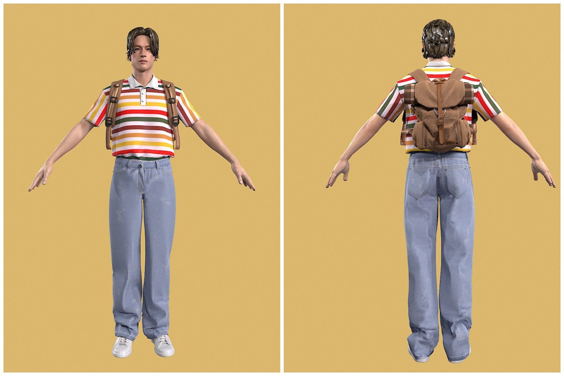 Outfit set with Backpack 3D model | CGTrader