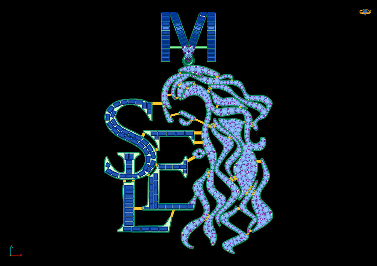 Girl Half Face Logo Pendant 3D model 3D printable | CGTrader